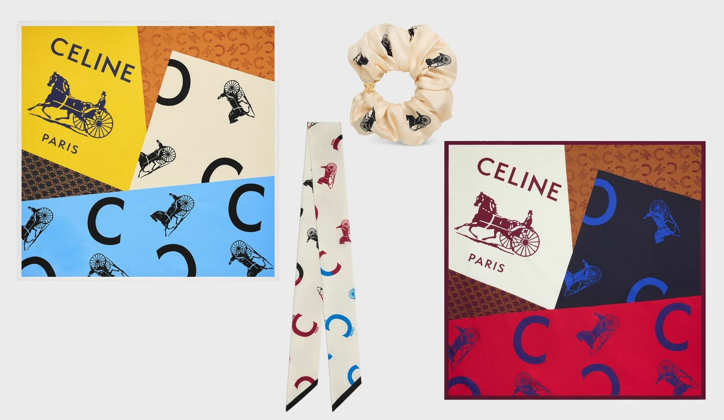 【セリーヌ】幸運を呼び込む馬モチーフ｜象徴的な馬車のモチーフ“サルキー”が品格を灯すシルク素材のスカーフ＆シュシュ | Precious.jp（プレシャス）
