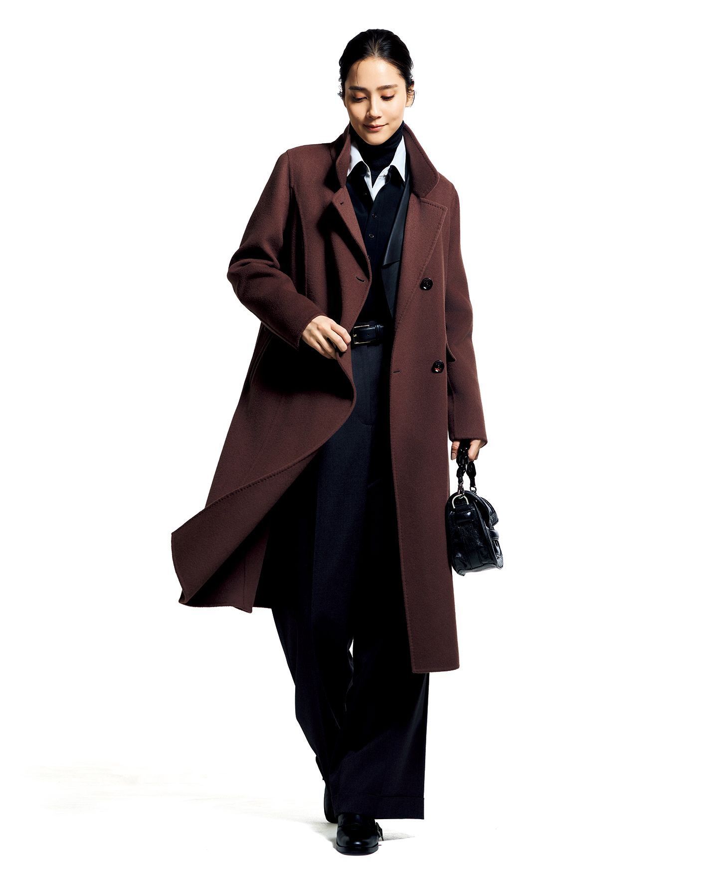 11/23 Sun｜ニット、シャツ、ジャケット、コート…Vゾーンを重ねて知的な洗練が香るお仕事スタイルが完成【365日コーディネート】 | Precious.jp（プレシャス）